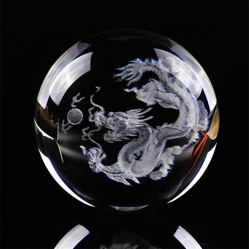 White Crystal Dragon Lotus Blessing Decoration – buddhastoneshop