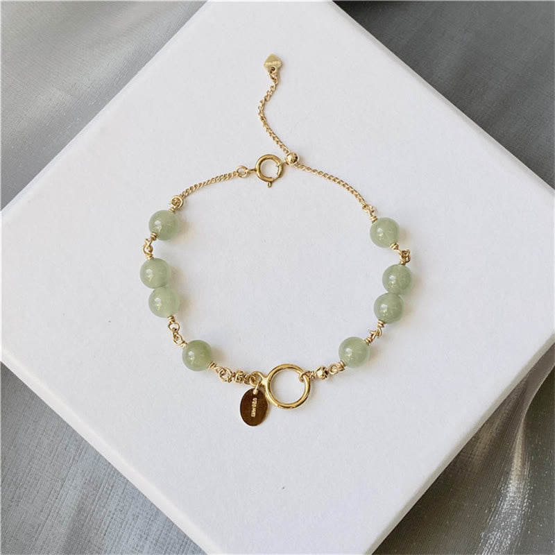 Buddha Stones 14k Gold Plated Hetian Jade Beaded Prosperity Chain Brac ...