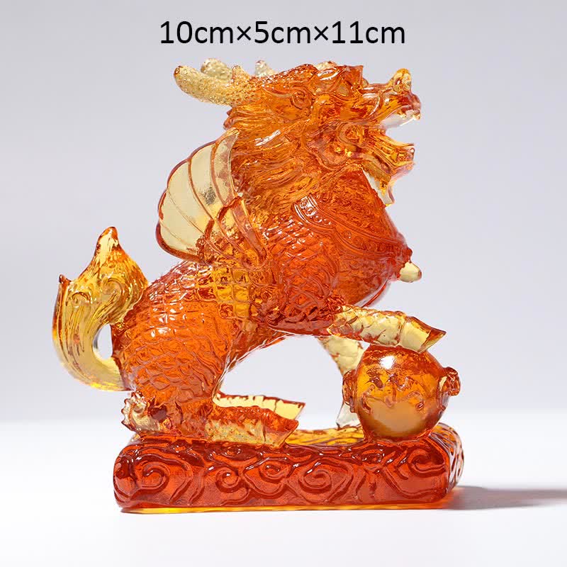 Buddha Stones Feng Shui Kirin Handmade Liuli Crystal Art Piece Fortune ...