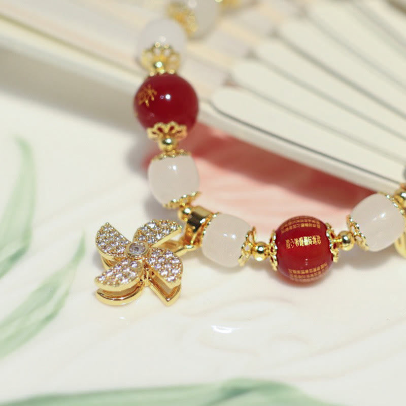 Buddha Stones Windmill Chinese Lock Charm Fu Character Blessing Bracel ...