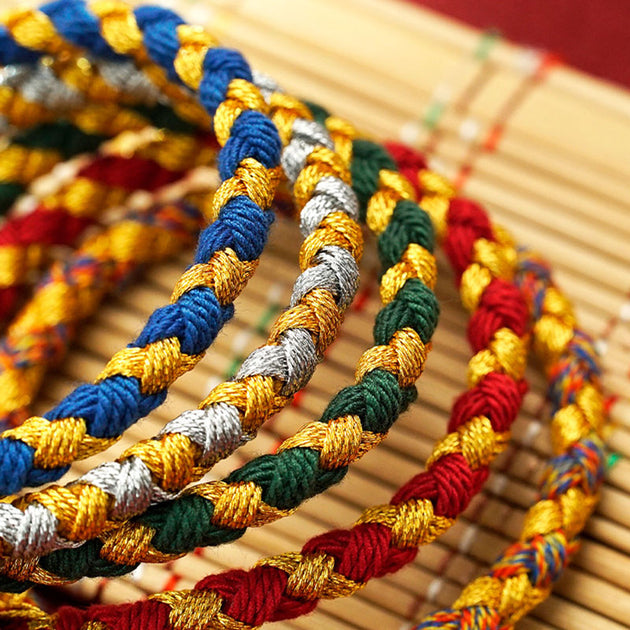 Buddha Stones Handmade Tibetan Five God Of Wealth Dragon Scale Rope Lu ...