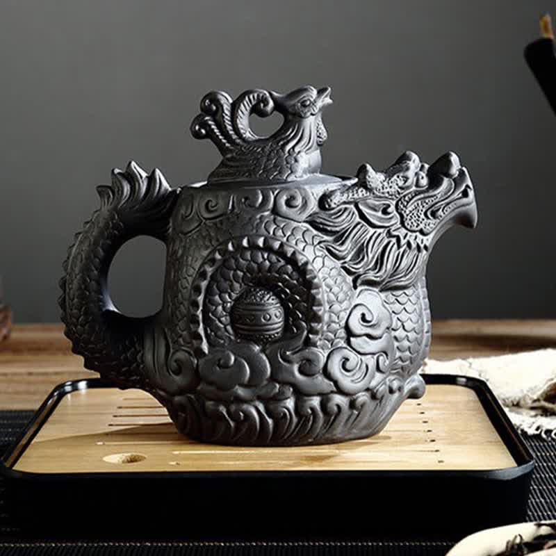 Buddha Stones Vintage Dragon Phoenix Ceramic Teapot – buddhastoneshop