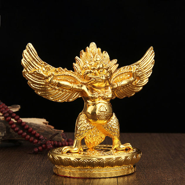 Buddha Stones Tibetan Gold Garuda Bird Alloy Protection Home Decoratio ...