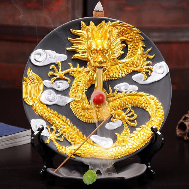 Dragon Ceramic Backflow Smoke Fountain Meditation Incense Burner ...