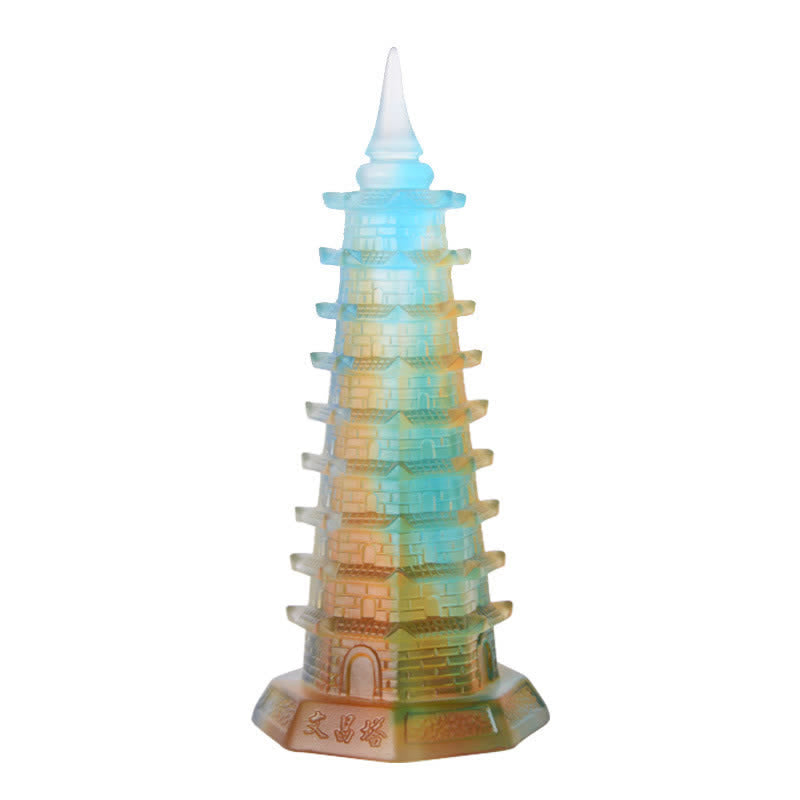 Buddha Stones Feng Shui Wenchang Tower Handmade Liuli Crystal Pagoda A ...