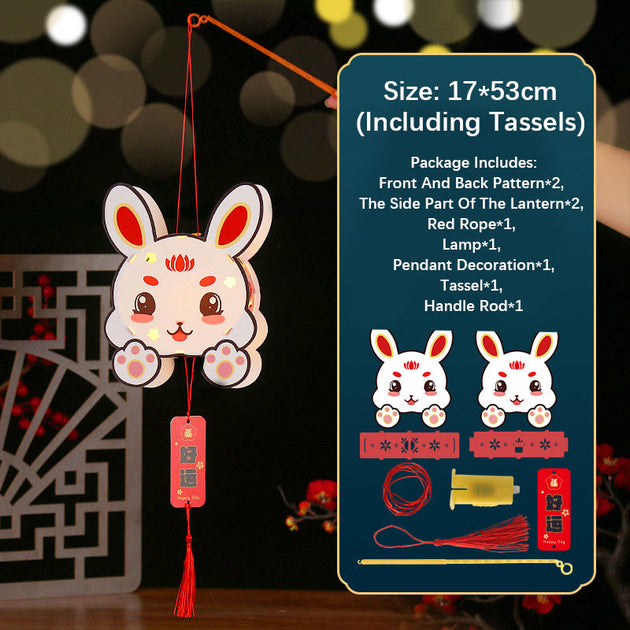 Buddha Stones DIY Good Luck Cute Rabbit Paper Lantern Lamp Mid-Autumn ...