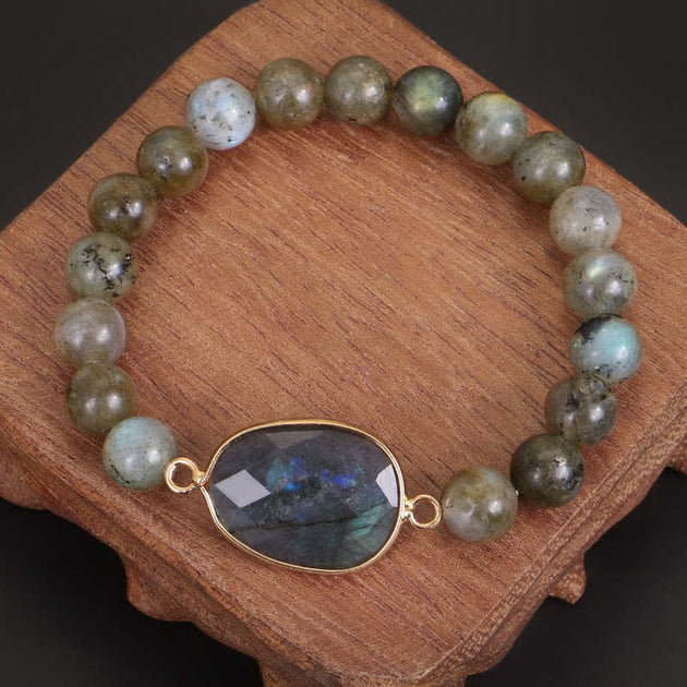 Buddha Stones Natural Labradorite Moonstone Support Healing Beaded Bra ...