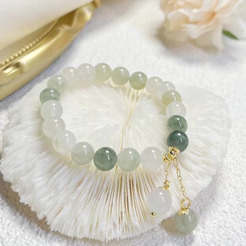 Buddha Stones Natural Gradient Jade Abundance Luck Bead Charm Bracelet ...