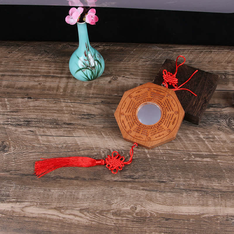 Feng Shui Bagua Map Peach Wood Five-Emperor Coins Chinese Knotting Bal ...