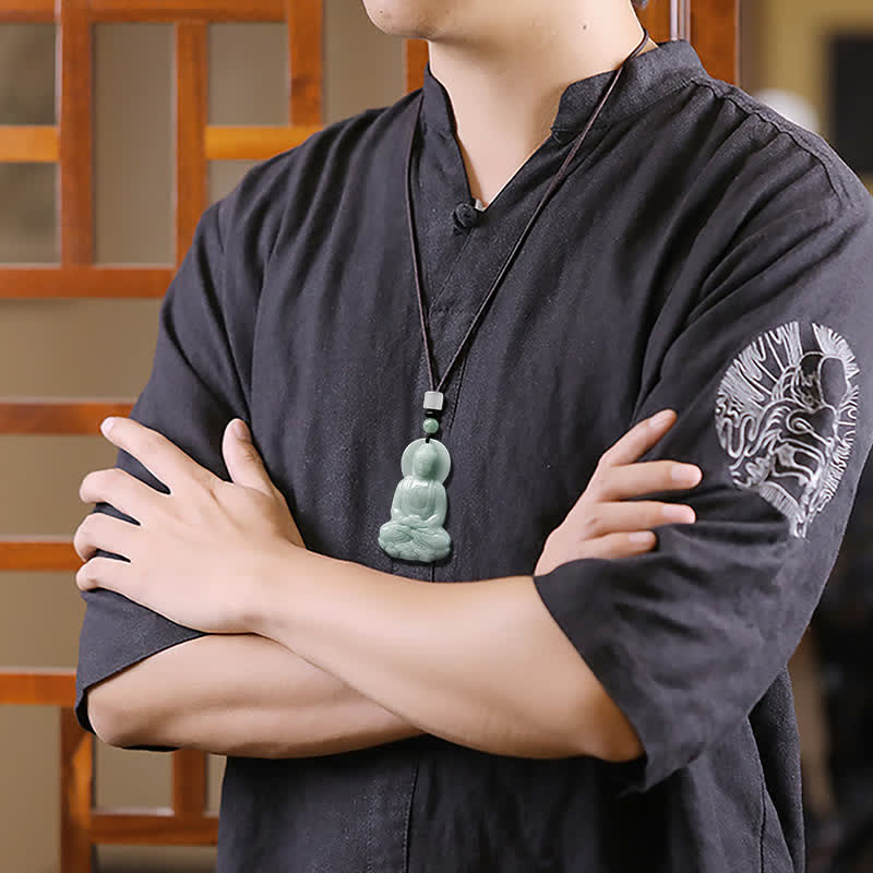 Buddha Stones Amitabha Buddha Jade Amulet Compassion String Necklace ...