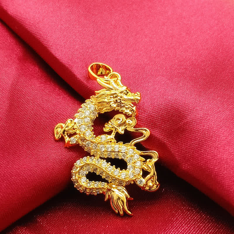 Buddha Stones Gold Dragon Protection Necklace Pendant – buddhastoneshop