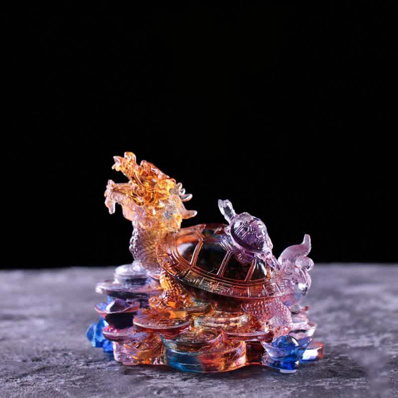 Buddha Stones Feng Shui Dragon Turtle Coins Handmade Liuli Crystal Luc ...