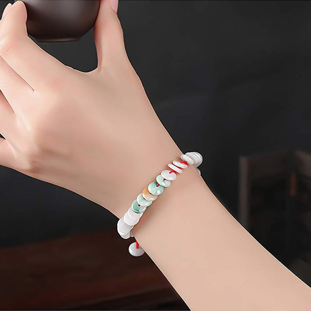 Buddha Stones Round Jade Lucky Red String Weave Bracelet – buddhastoneshop
