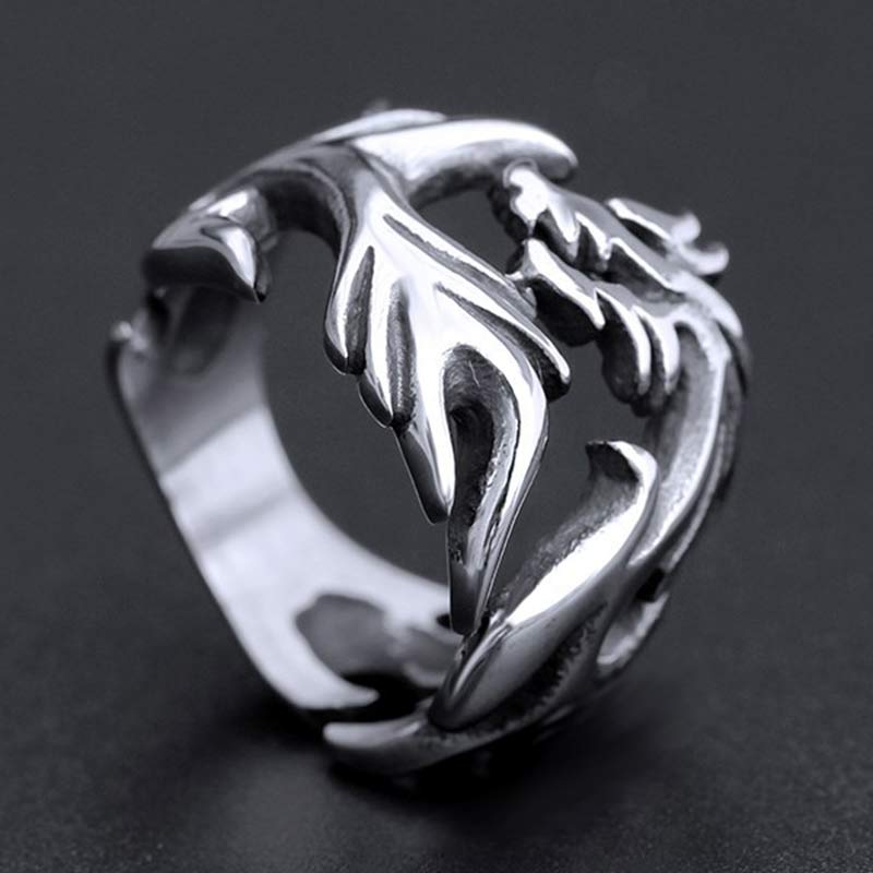 Buddha Stones Dragon Pattern Protection Strength Adjustable Ring ...