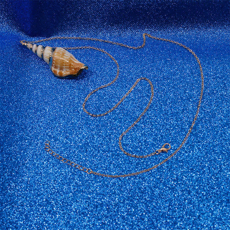 Buddha Stones Natural Shankha Conch Shell Seashell Lucky Necklace Pend ...