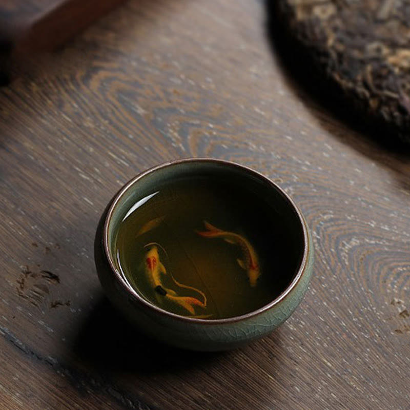 Buddha Stones Colorful Koi Fish Ceramic Teacup Kung Fu Tea Cup Bowl ...