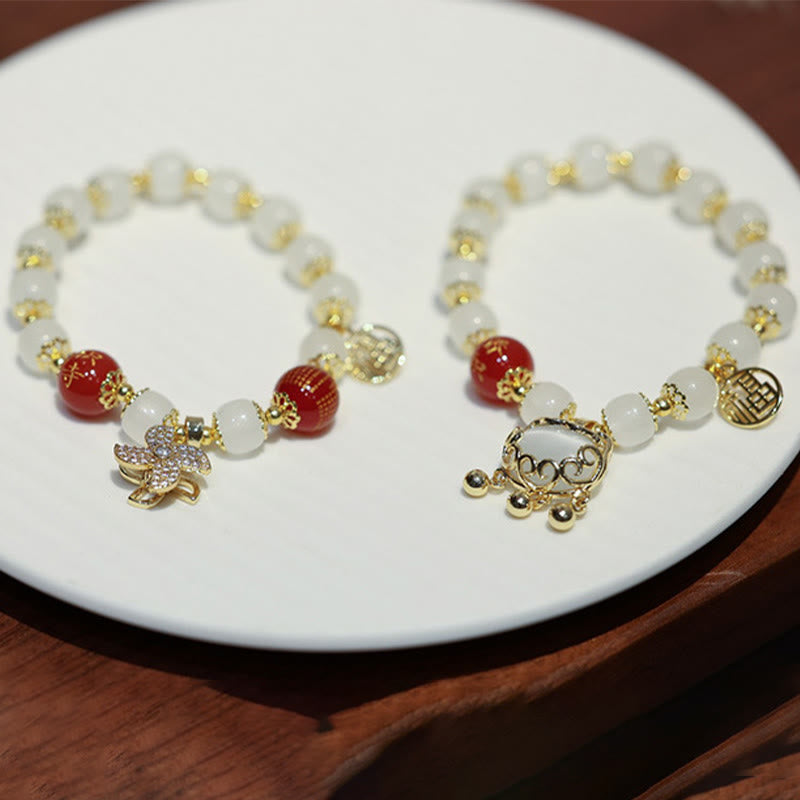 Buddha Stones Windmill Chinese Lock Charm Fu Character Blessing Bracel ...