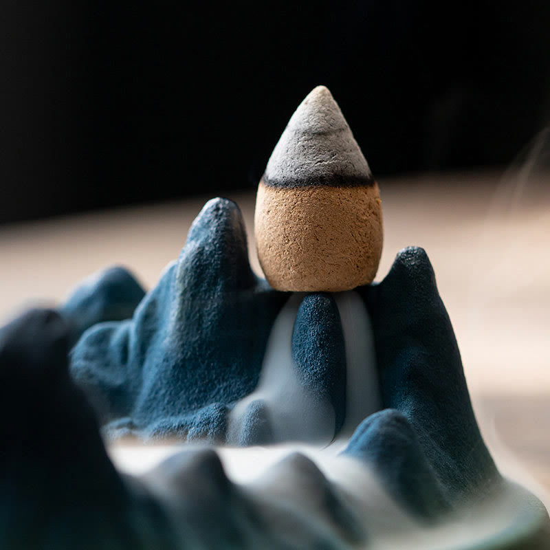 Buddha Stones Creative Mountain River Ceramic Healing Backflow Incense ...