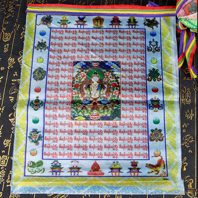 Buddha Stones Tibetan 5 Colors Windhorse Buddha Tara Scriptures Healin ...