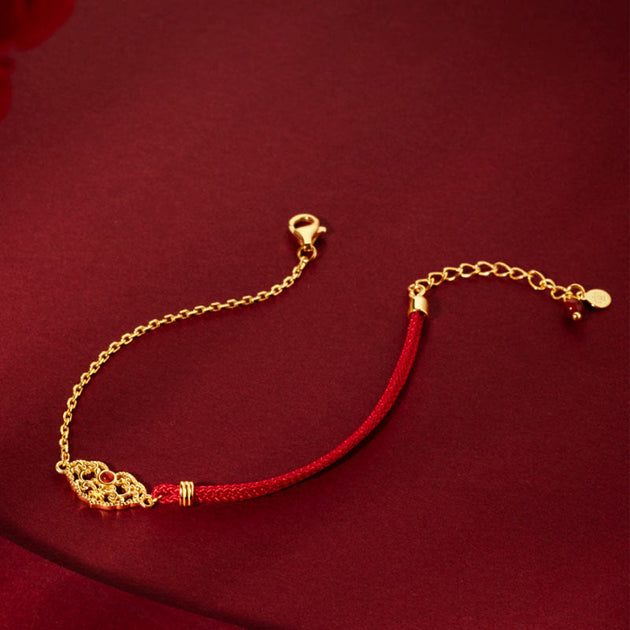 Buddha Stones Lock of Good Wishes Luck Strength Chain Bracelet ...