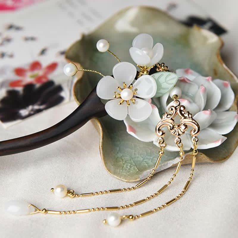 Buddha Stones Ebony Flower Protection Blessing Hairpin Decorations ...