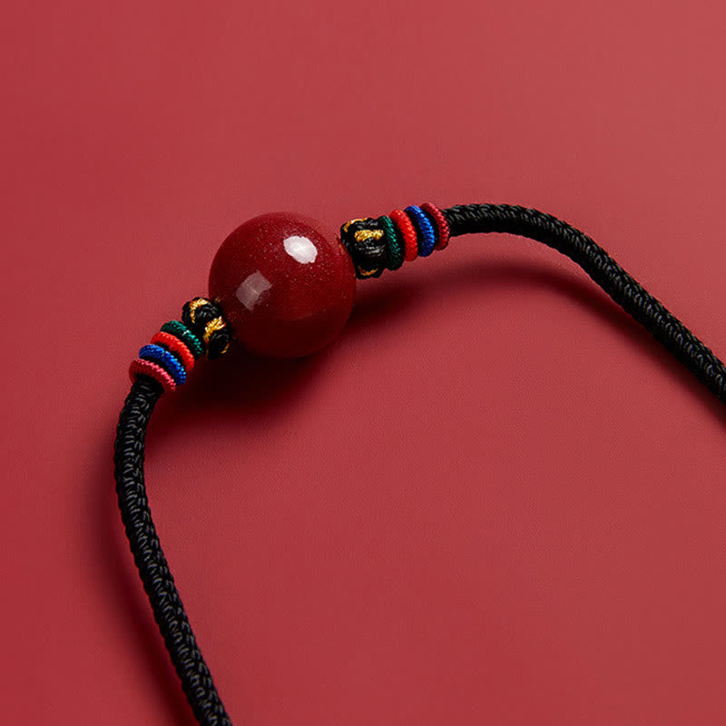 Buddha Stones Cinnabar Bead Blessing String Necklace Pendant – buddhastoneshop