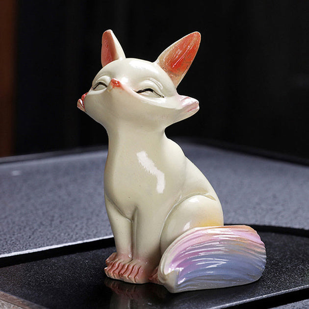 Buddha Stones Color Changing Small Cute Fox Tea Pet Resin Home Figurin ...