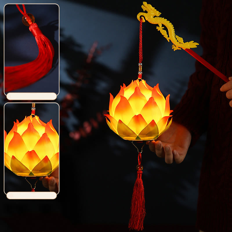 Buddha Stones DIY Lotus Flower Dragon Lantern Tassel Lamp Decoration ...