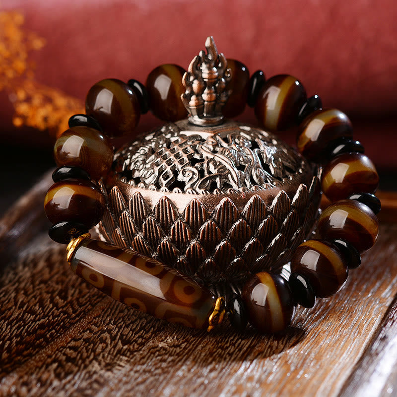 Buddha Stones Tibetan Natural Nine-Eye Dzi Bead Agate Wealth Blessings ...