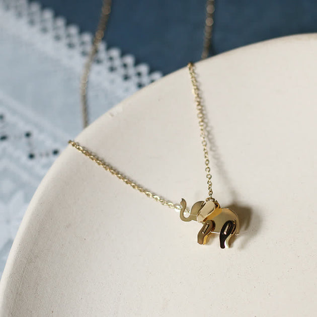Buddha Stones Elephant Titanium Steel Luck Necklace Chain Pendant ...