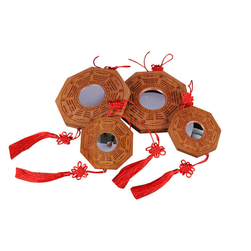 Feng Shui Bagua Map Peach Wood Five-Emperor Coins Chinese Knotting Bal ...