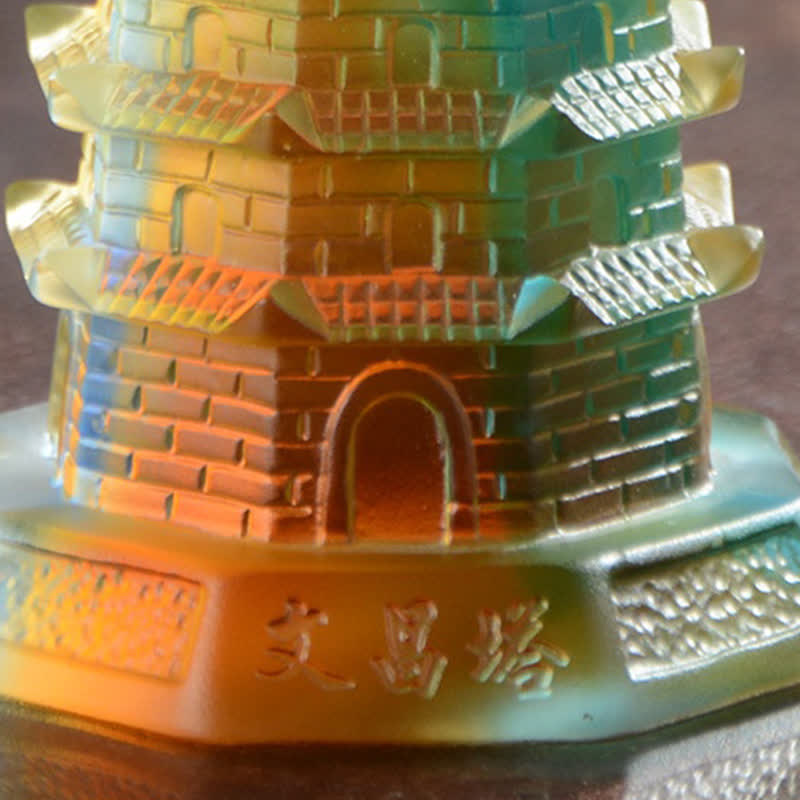Buddha Stones Feng Shui Wenchang Tower Handmade Liuli Crystal Pagoda A ...