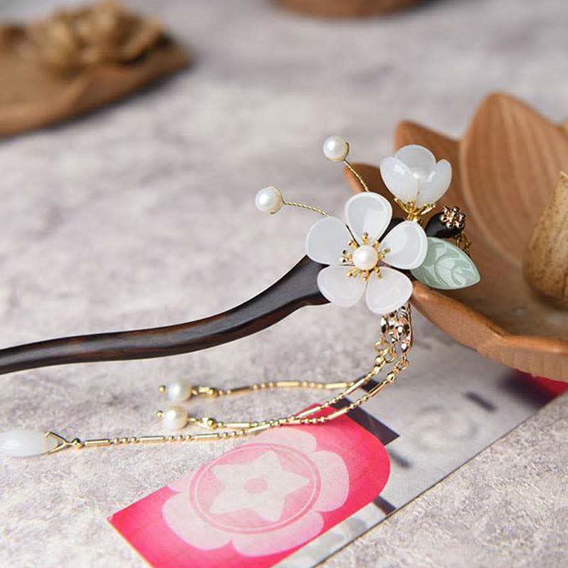 Buddha Stones Ebony Flower Protection Blessing Hairpin Decorations ...