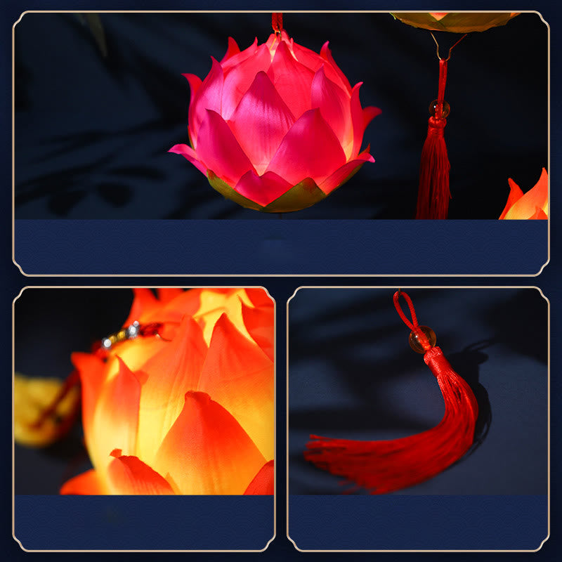 Buddha Stones DIY Lotus Flower Dragon Lantern Tassel Lamp Decoration ...