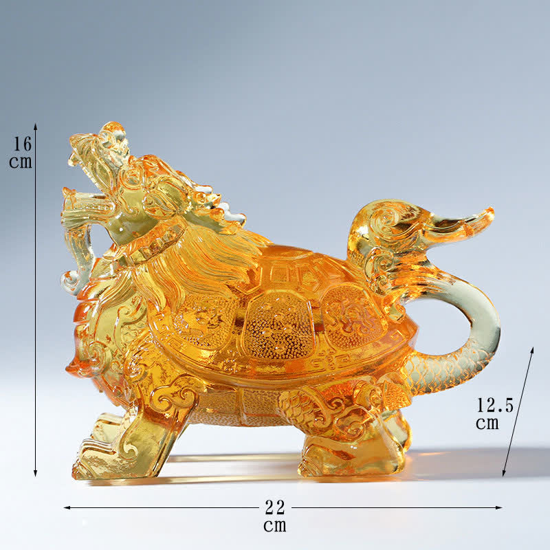 Buddha Stones Feng Shui Dragon Turtle Handmade Liuli Crystal Art Piece ...