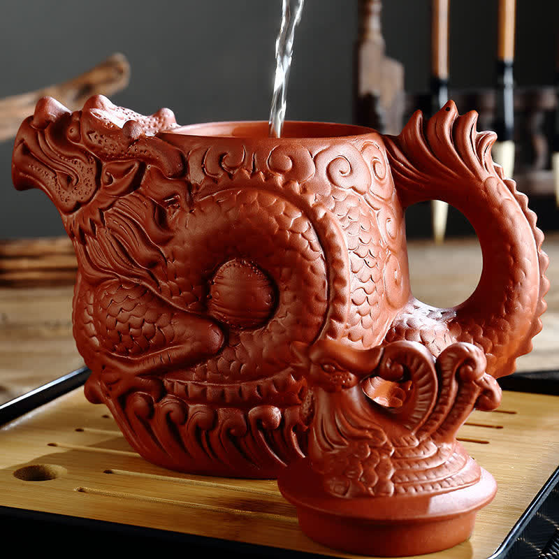 Buddha Stones Vintage Dragon Phoenix Ceramic Teapot – buddhastoneshop