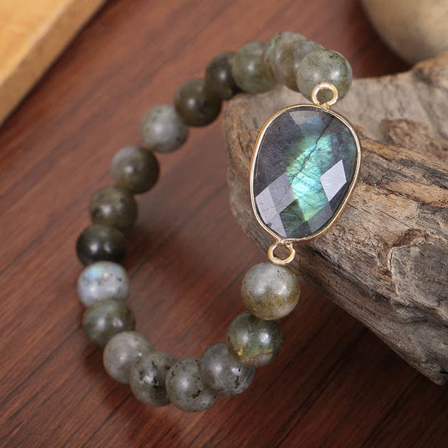 Buddha Stones Natural Labradorite Moonstone Support Healing Beaded Bra ...