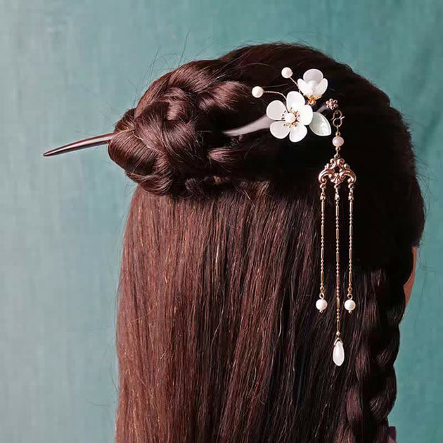 Buddha Stones Ebony Flower Protection Blessing Hairpin Decorations ...