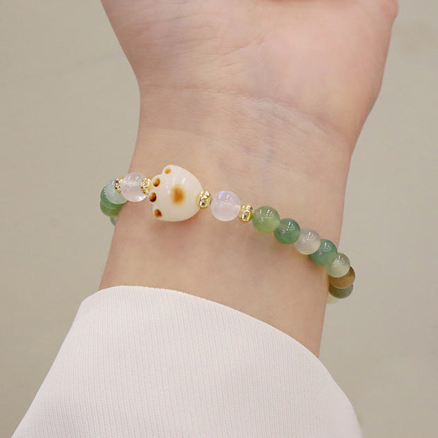 Buddha Stones Green Agate Sun Stone Cat's Eye Bodhi Seed Cat Paw Suppo ...