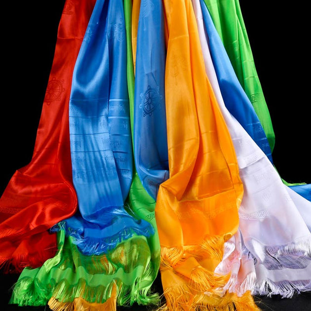 Buddha Stones Tibetan Blessing Auspicious 5 Colors Khata Decoration ...