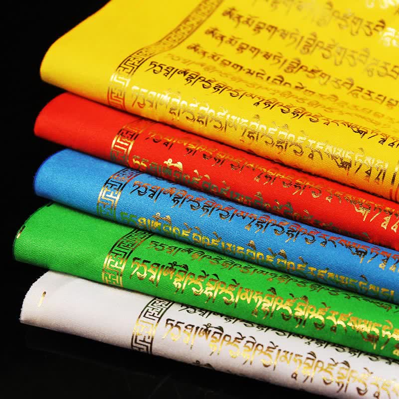 Buddha Stones Tibetan 5 Colors Windhorse Buddha Scriptures Auspicious ...