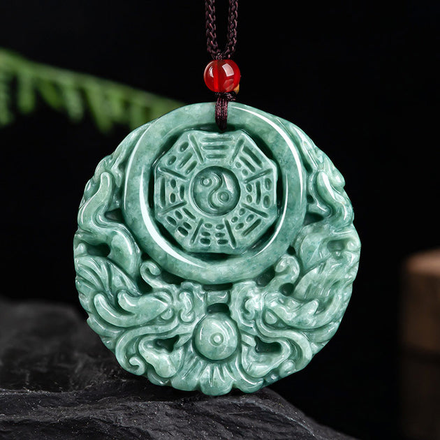 Buddha Stones Dragon Jade Yin Yang Balance Necklace String Pendant ...
