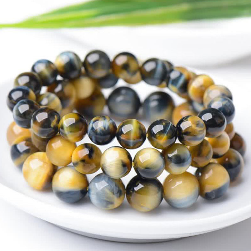 Buddha Stones Tiger Eye Protection Courage Strength Bracelet ...