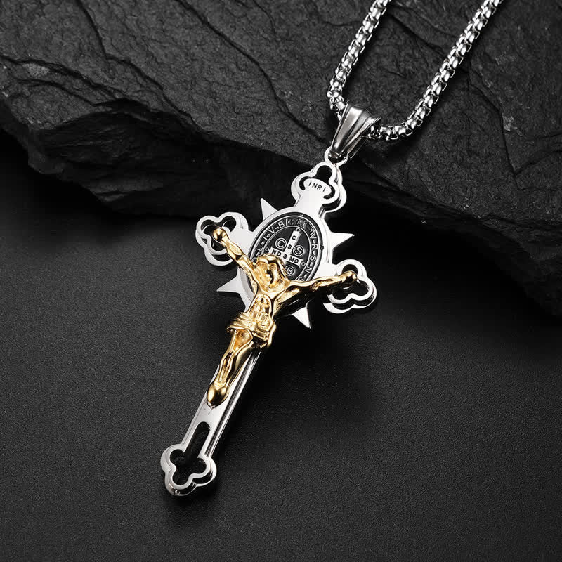 FREE Today ST.Benedict Protection Cross Power Pendant Necklace