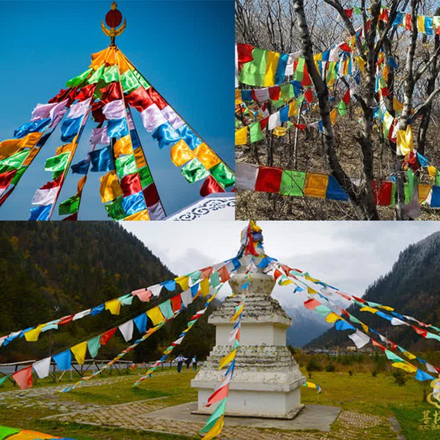 Tibetan 5 Colors Windhorse Blessing Outdoor 20 Pcs Prayer Flag ...
