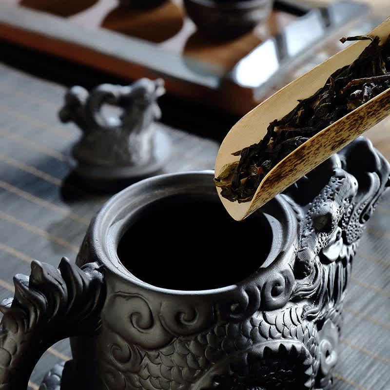 Buddha Stones Vintage Dragon Phoenix Ceramic Teapot – buddhastoneshop